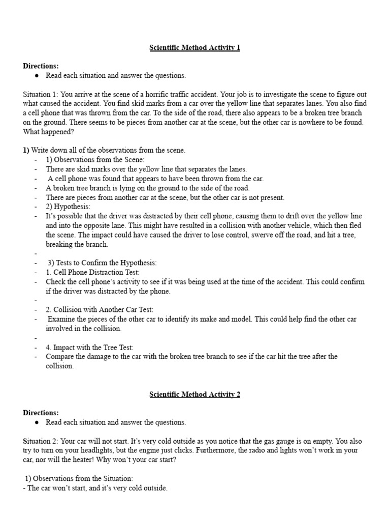 Scientific Method Scenarios | PDF | Experiment | Hypothesis