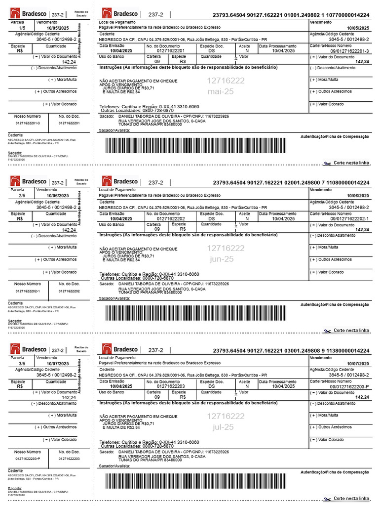 É8P, (G!!/7Las (-H - 7"!-Rqê: Recibo Do Sacado | PDF | Crédito ...