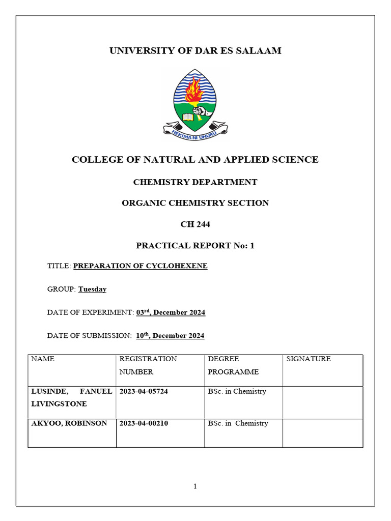 Preparation of Cyclohexene | PDF | Chemical Reactions | Acid