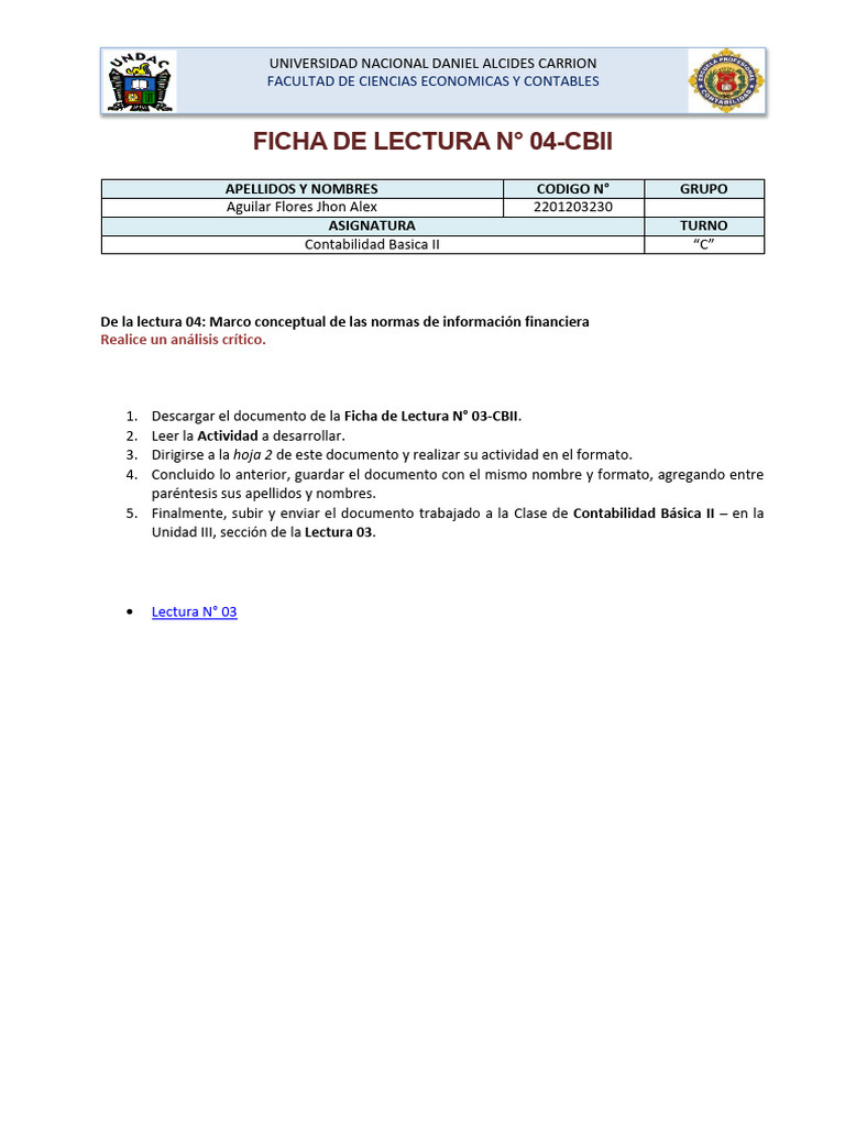 Ficha de Lectura N - 04-CBII - An-Lisis Cr-Tico | PDF | Contabilidad ...