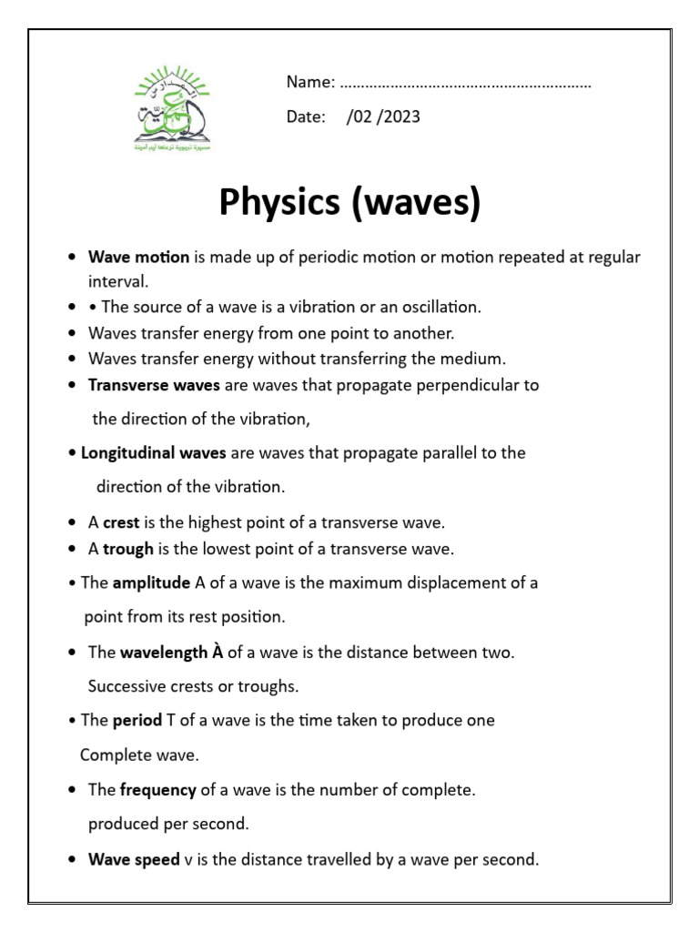 Physics of Waves Overview | PDF