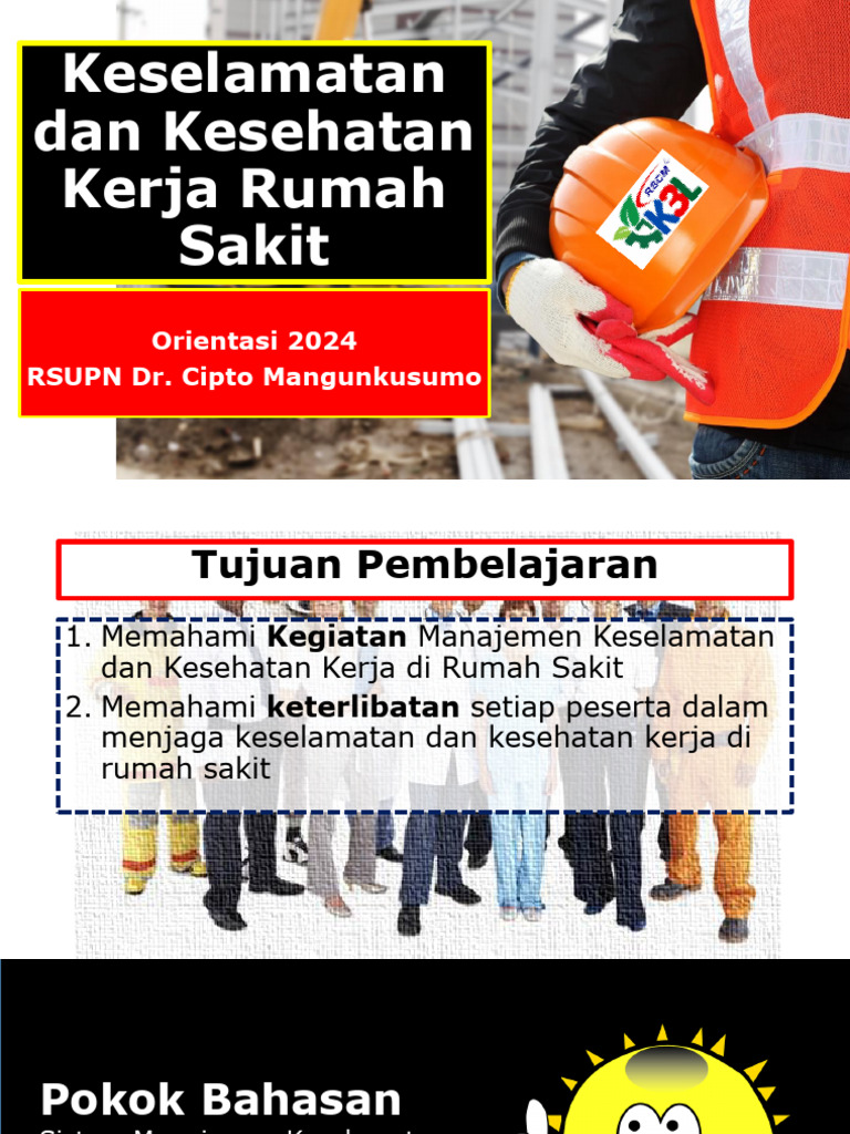 Keselamatan Dan Kesehatan Kerja RS (Orientasi 2024) Rev01 | PDF