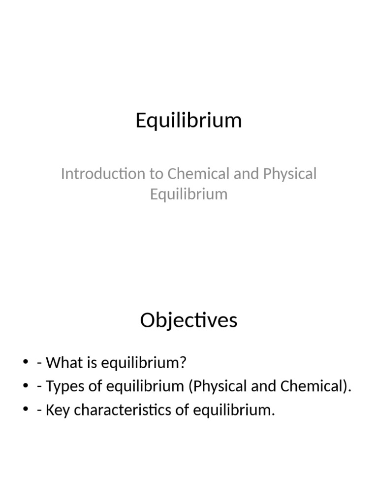 Equilibrium Introduction | PDF