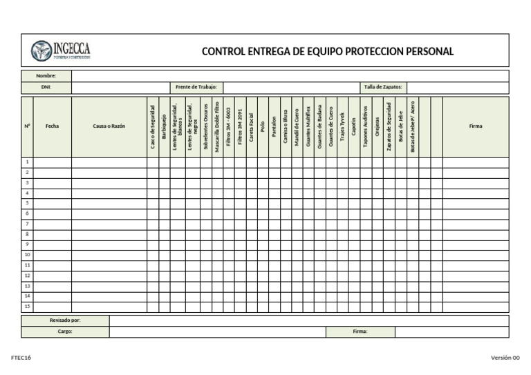FTEC16 - Control Entrega de EPP | PDF