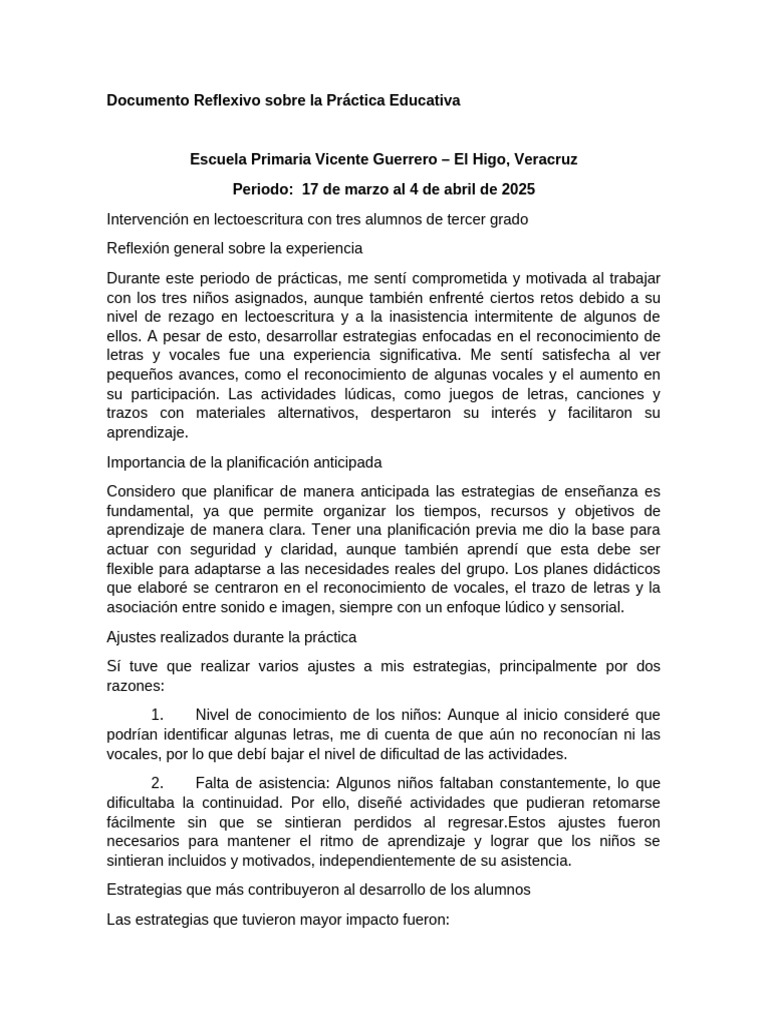 Reflexivo | PDF | Aprendizaje | Enseñando