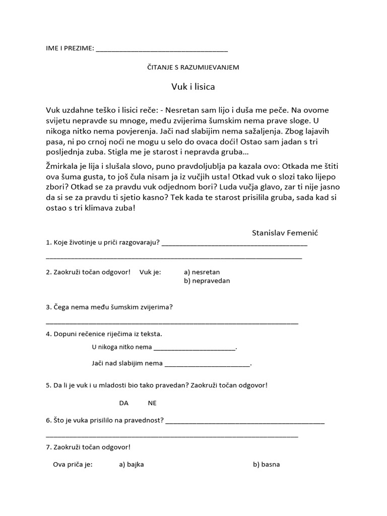 Čitanje s razumijevanjem 12-17 | PDF