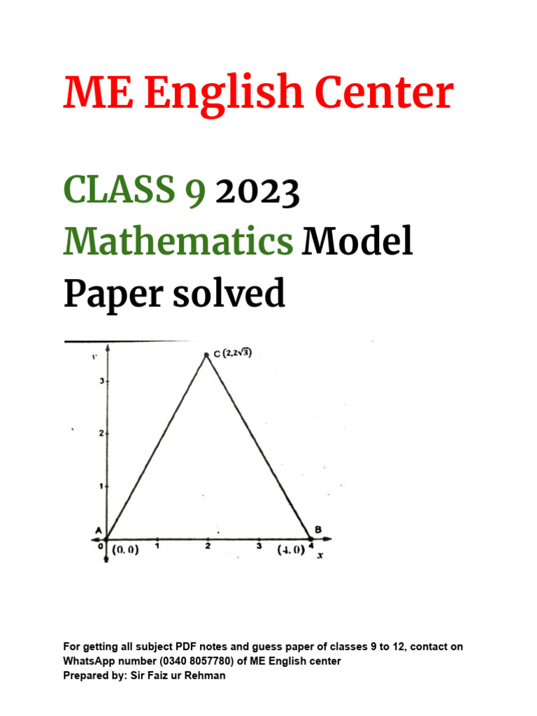 Class 9 New Model Paper Solved | PDF