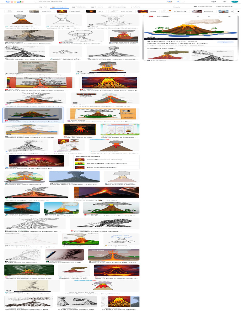 Volcano Drawing - Google Search | PDF | Volcano | Types Of Volcanic ...
