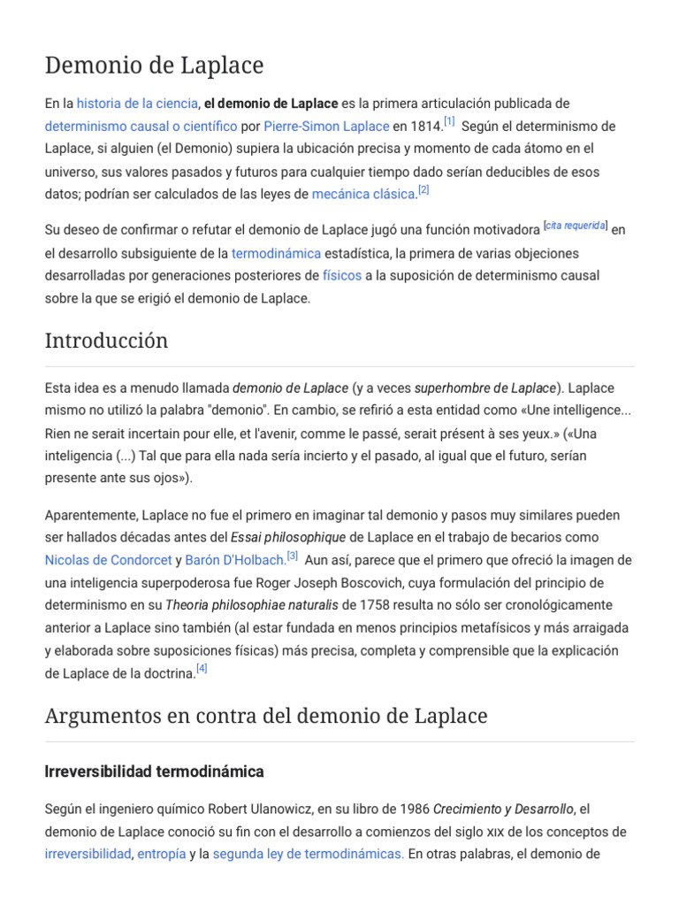 Demonio de Laplace - Wikipedia, La Enciclopedia Libre | PDF | Física | Ciencias fisicas