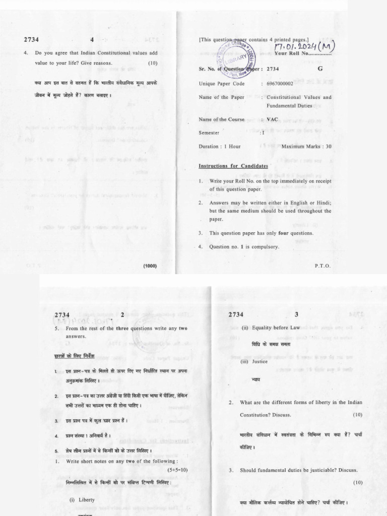 Constitutional Values & Fundamental Duties-I | PDF