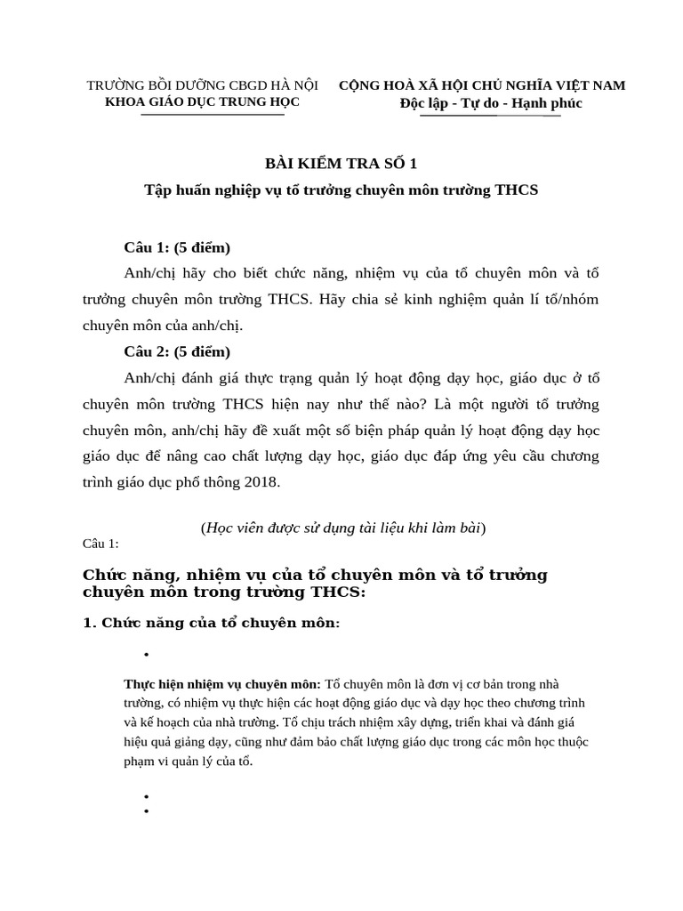 2024-Đề KT số 1 lớp TTCM THCS 6, 7 | PDF