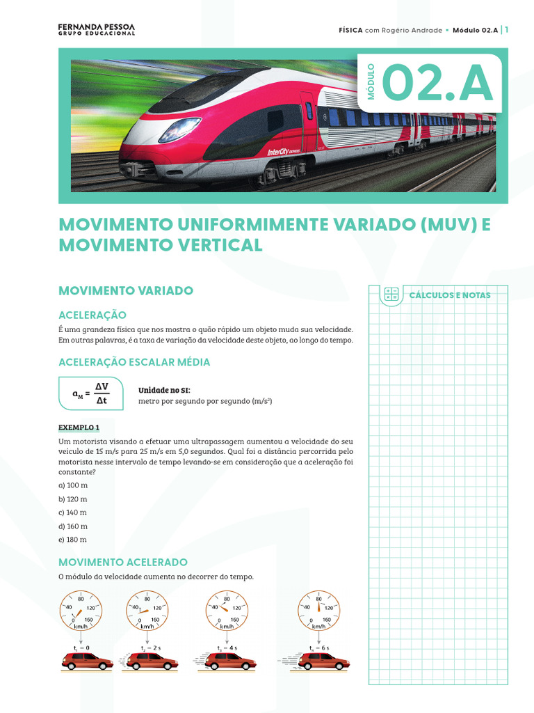 Aceleração e Movimentos em Física | PDF | Aceleração | Velocidade