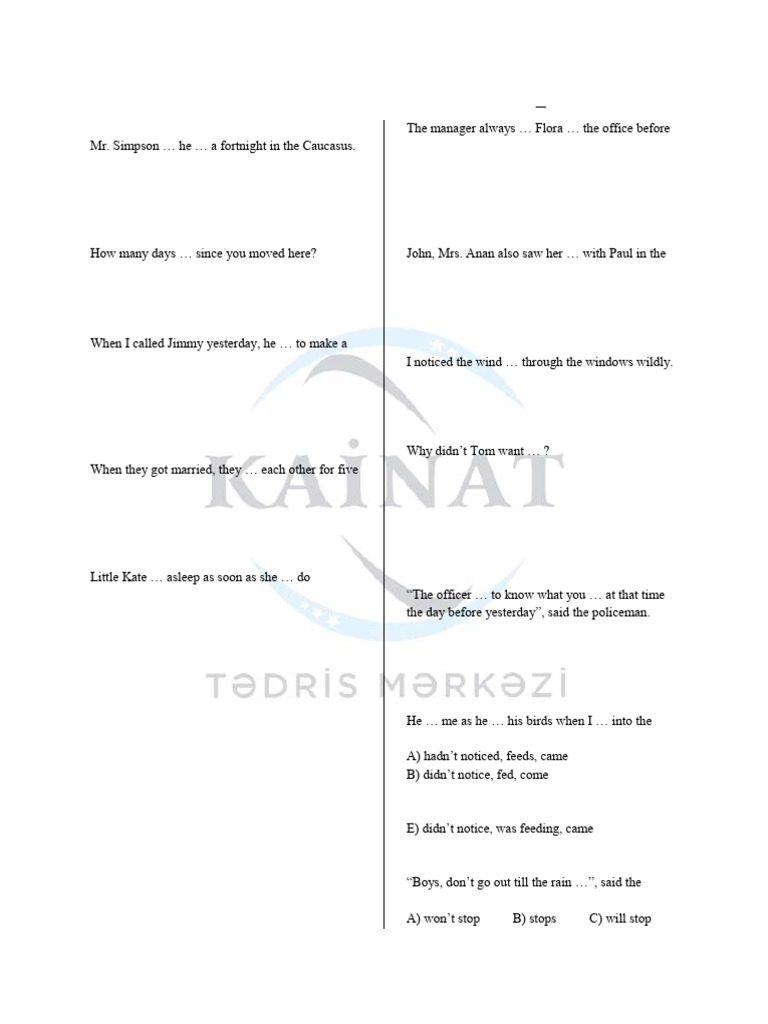 Complex Object & Tense Forms Quiz | PDF