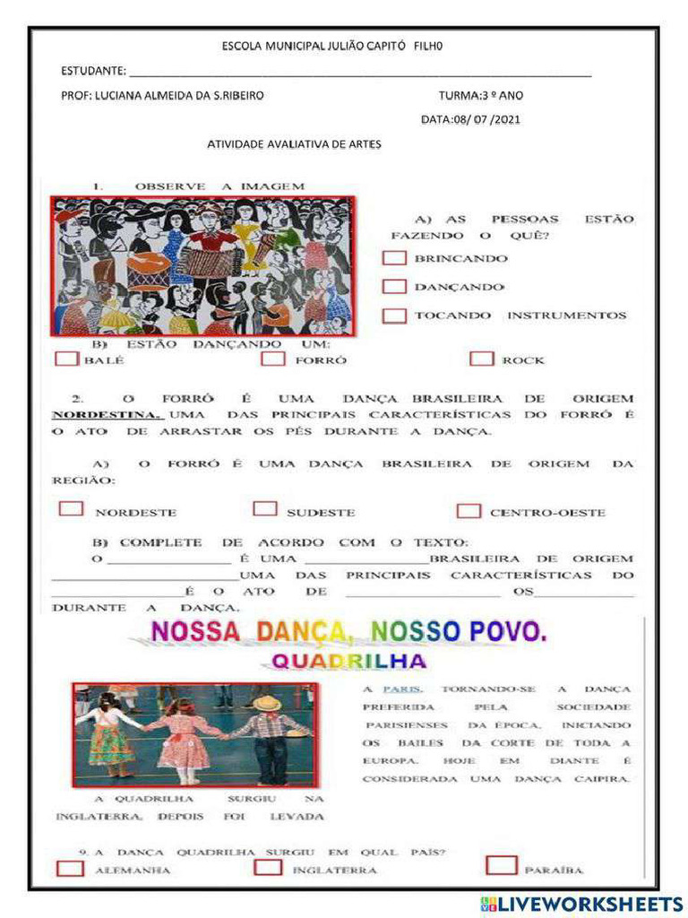 Atividade De Dança Pdf