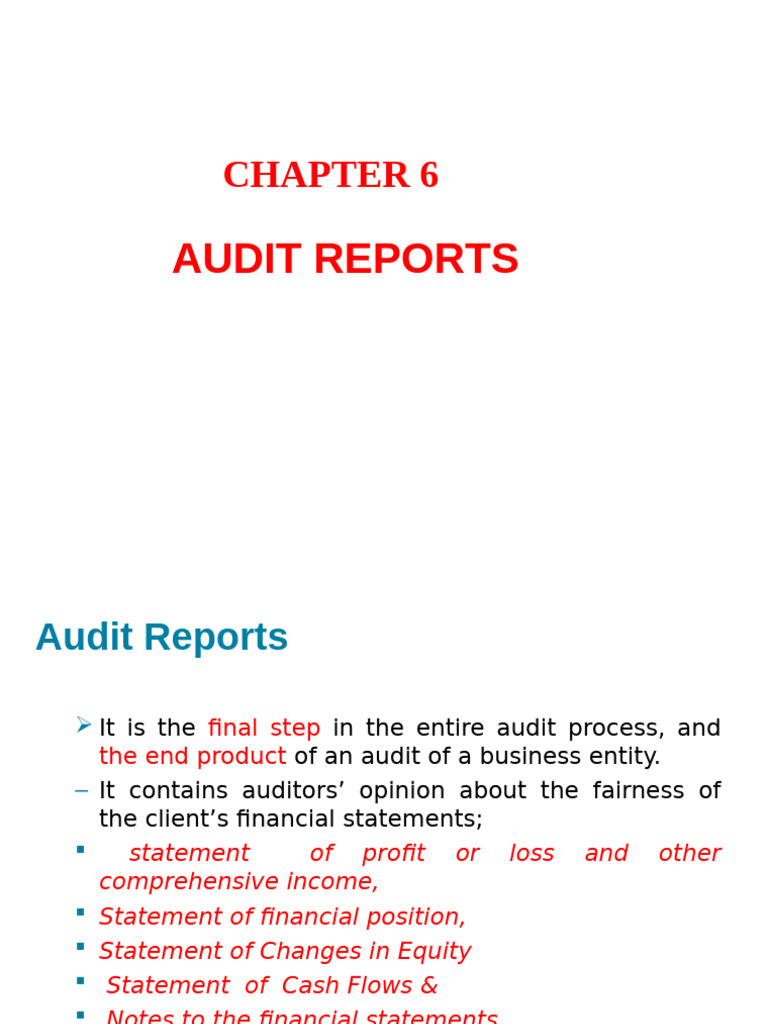 APP I - Chapter 6, Audit Report T | PDF | Auditor's Report | Audit
