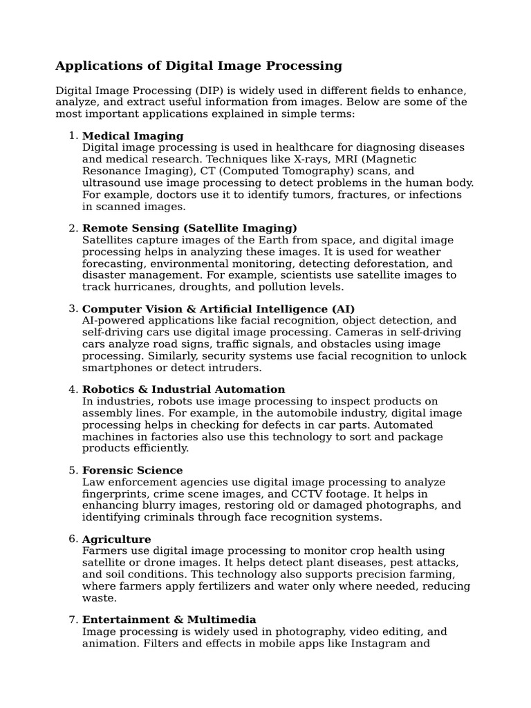 Applications of Digital Image Processing | PDF | Medical Imaging | Image