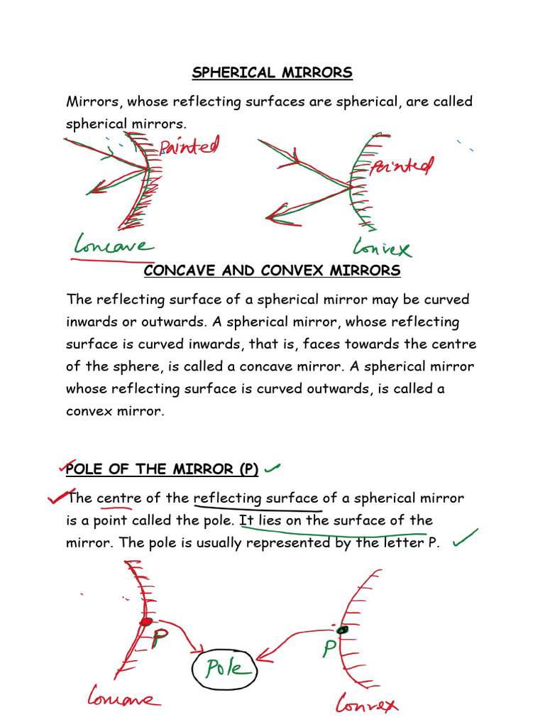Spherical Mirrors - Key Terms | PDF | Sphere | Mirror