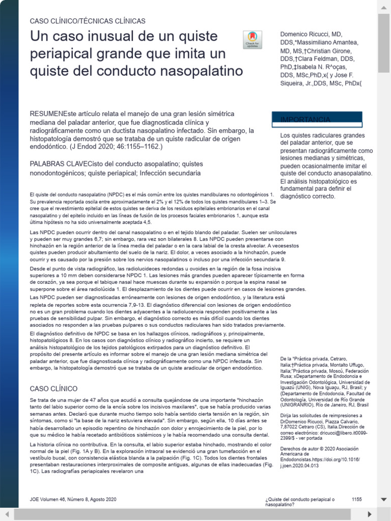 An Unusual Case of A Large Periapical Cyst Mimicki | PDF | Medicina ...