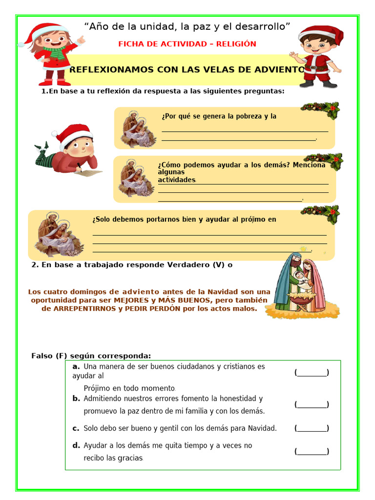 Ficha-Mierc-Rel-Reflexionamos Con Las Velas de Adviento | PDF | Oración | Adviento