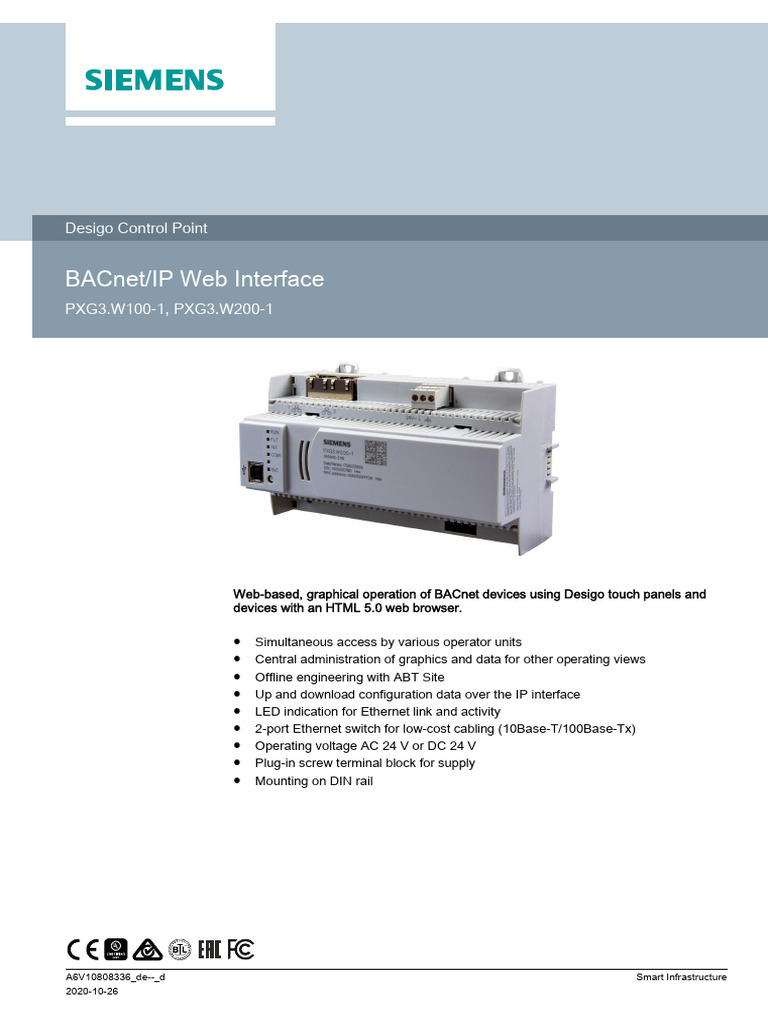 A6v101124647 - Bacnet - Ip Web Interface Pxg3.w100-1 Pxg3.w200-1 - en ...
