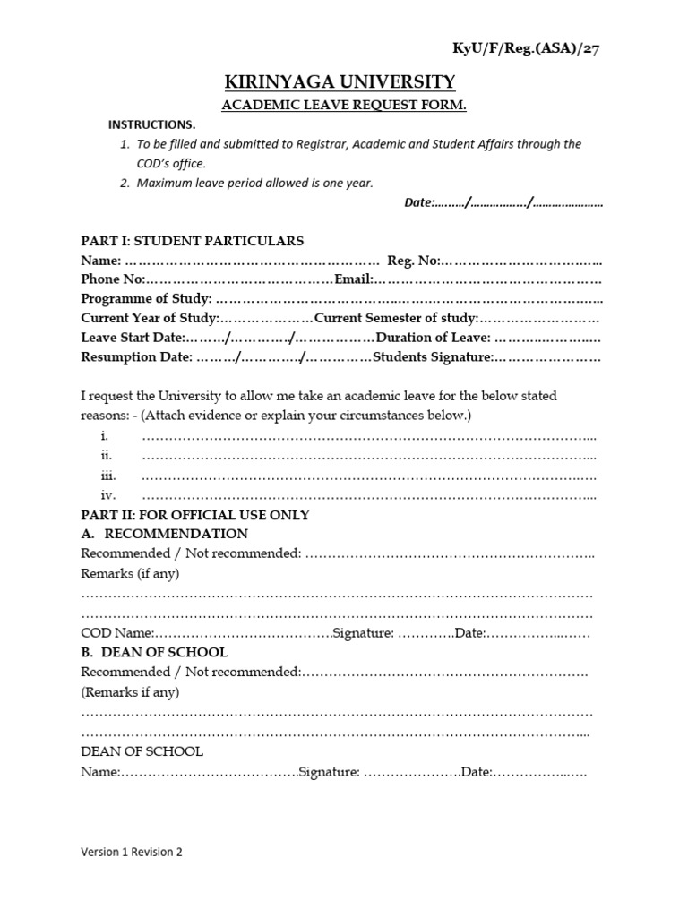Academic Leave Request Form | PDF
