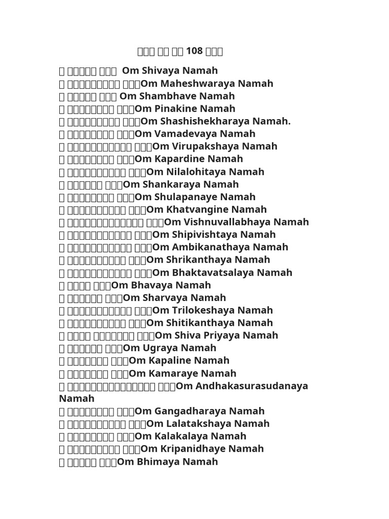 Shiv 108 Naam | PDF