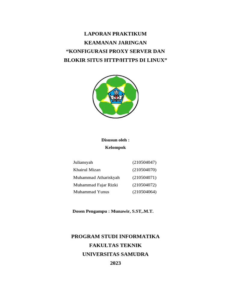 Laporan Konfigurasi Proxy Server Linux Kelompok 1 | PDF