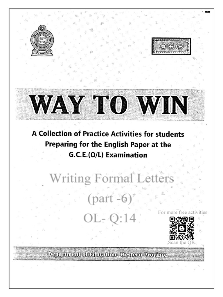 Way To Win Part 6 Writing Formal Letters | PDF