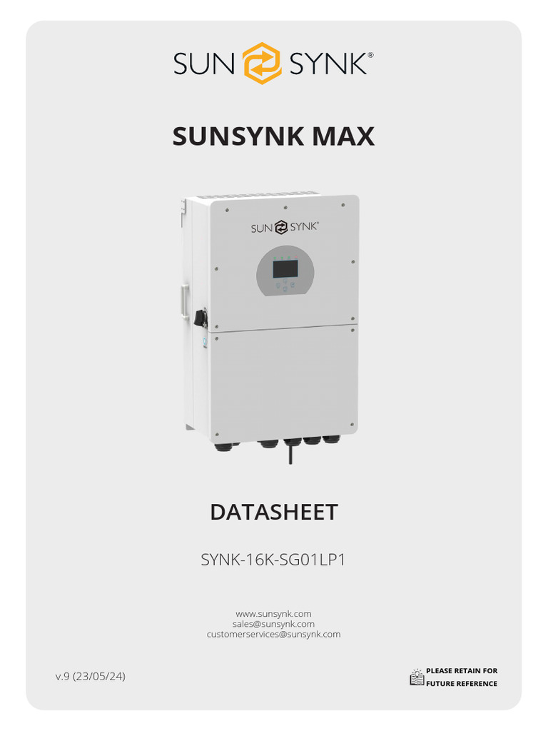 Sunsynk Max Datasheet v9 English | PDF | Alternating Current | Lithium ...