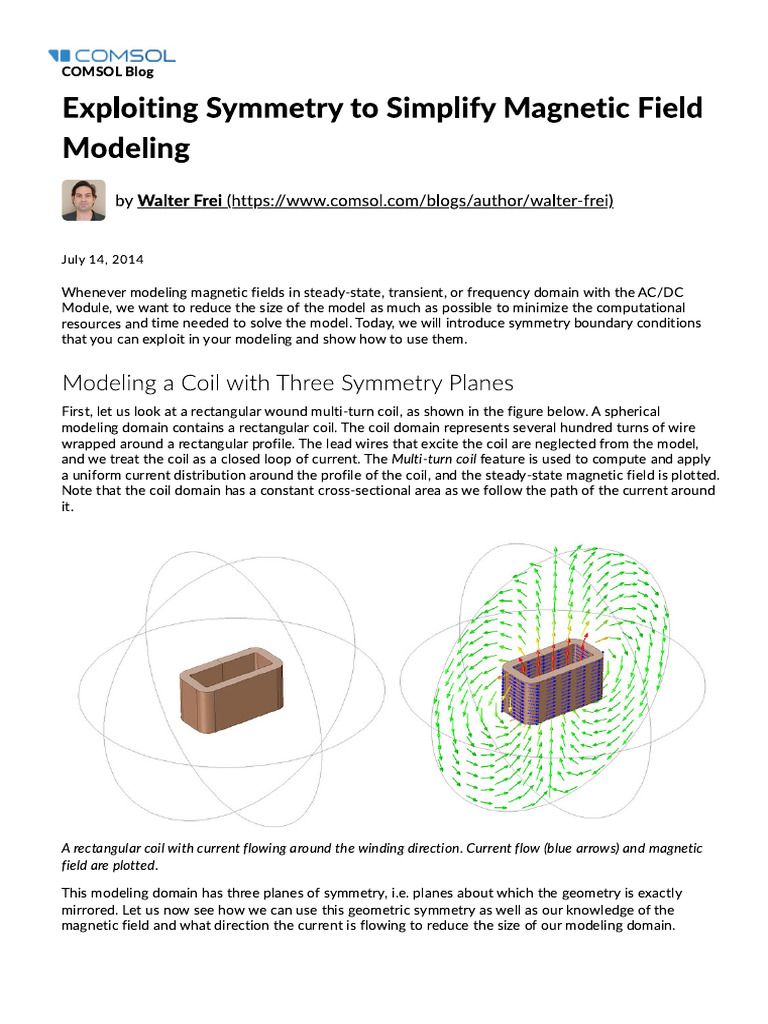 Exploiting Symmetry To Simplify Magnetic Field Modeling - COMSOL Blog | PDF