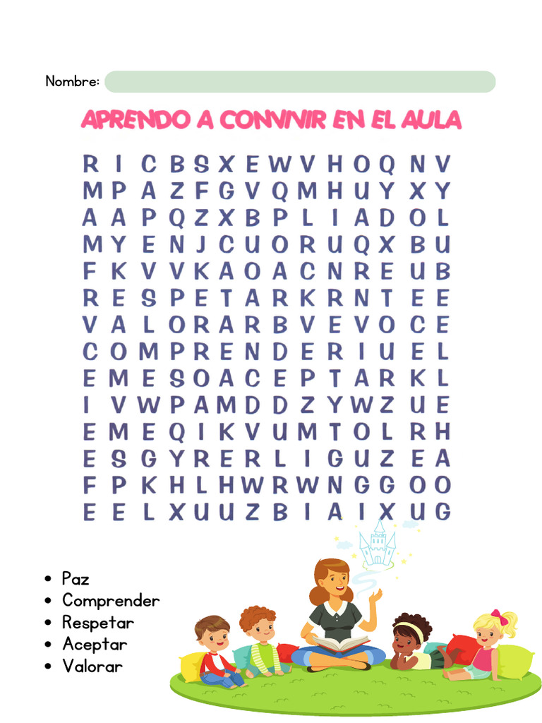 Sopa de Letras: Cultura de Paz | PDF