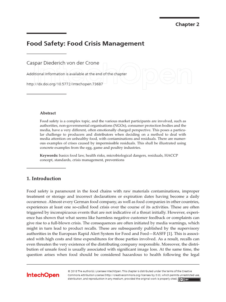 Food Safety - Food Crisis Management | PDF | Food Safety | Hazard ...