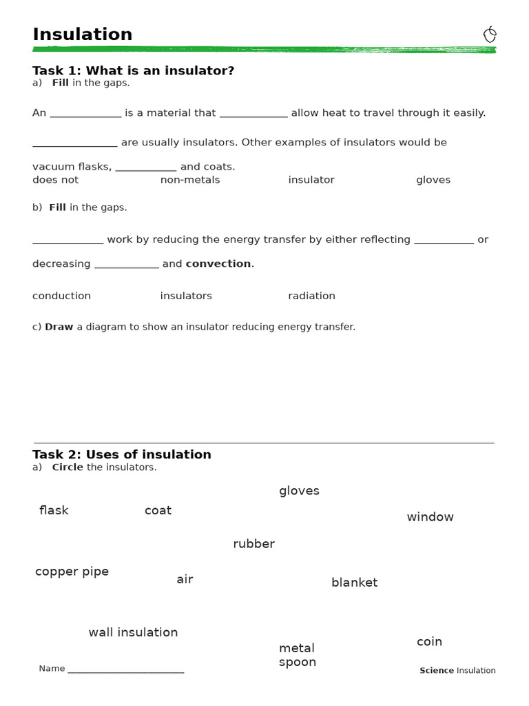 Worksheet Questions | PDF | Building Insulation | Thermal Insulation