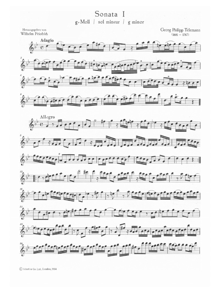 Telemann Sonata 41g1 Violin Solo | PDF