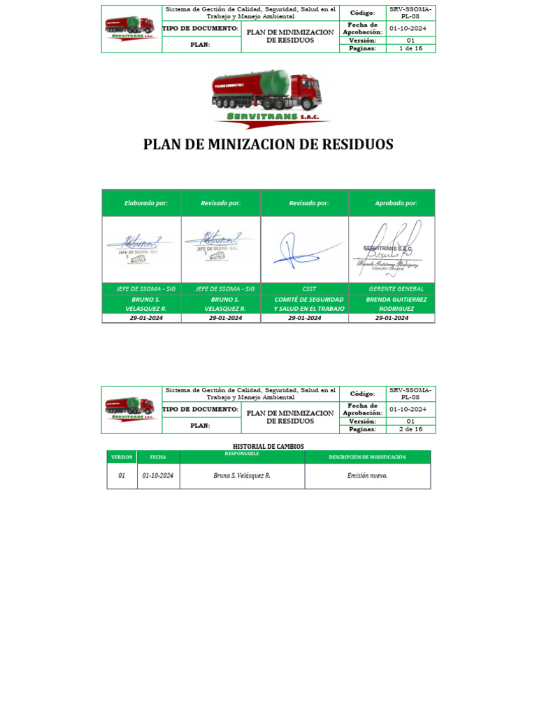 SRV-SSOMA-PL-08 Plan de Minimizacion de Residuos. | PDF | Residuos | Reciclaje
