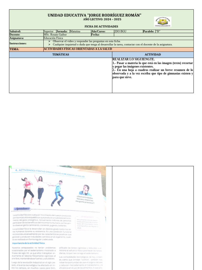 Ficha Educ. Física Virtual 2do b 24-25 | PDF