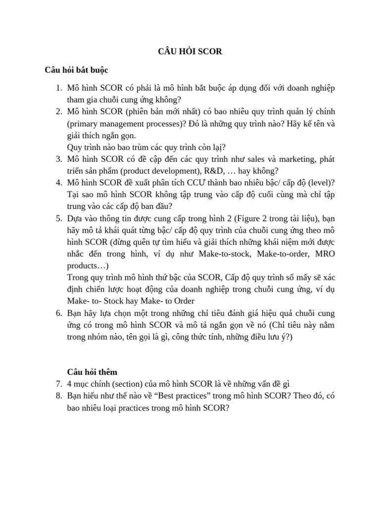 3. SCOR- Questions | PDF