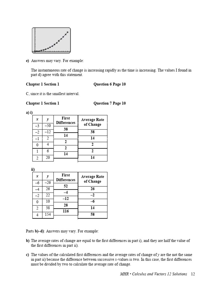 Calculus and Vectors 12 Solutions Guide | PDF