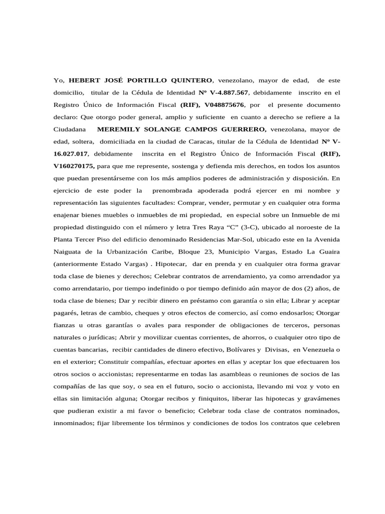 Poder General | PDF | Bancos | Propiedad