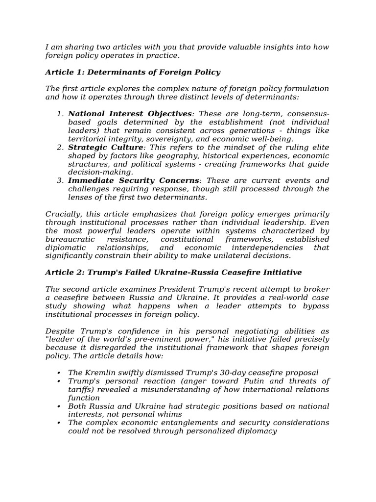 Determinants of Foreign Policy Formulation | PDF | Policy | Foreign Policy