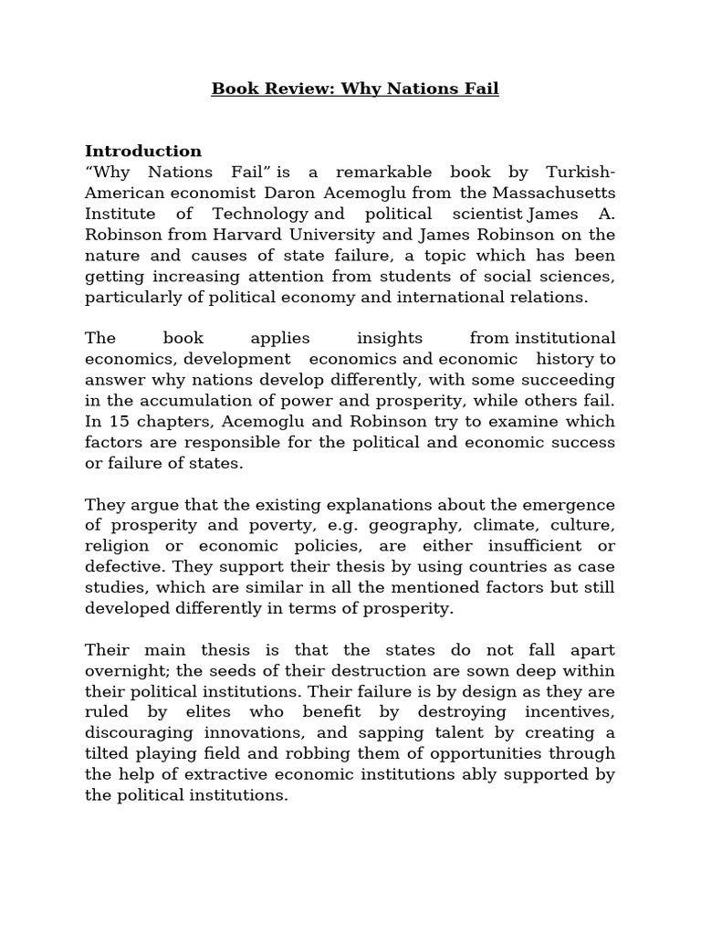 Book Review Why Nations Fail | PDF | Economies | Political Science