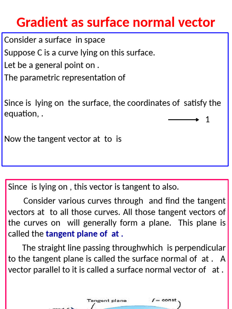 8. Gradient as the Surface Normal Vector | PDF