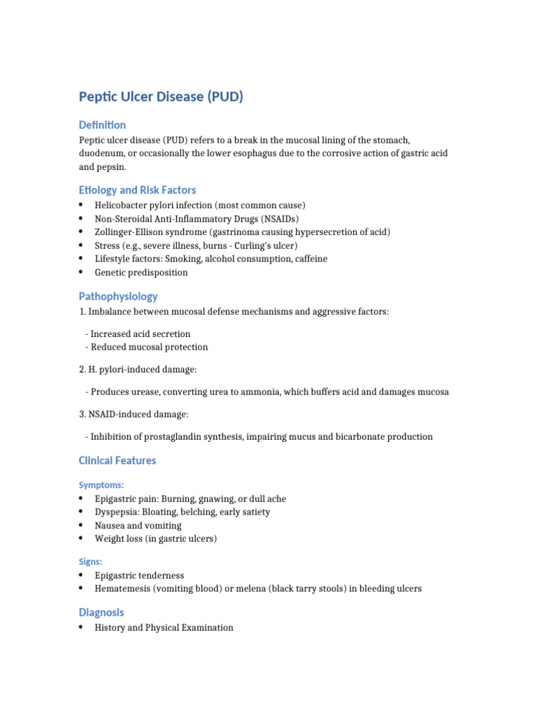Peptic Ulcer Disease (Overview, MCQS, Case Scenarios) | PDF ...