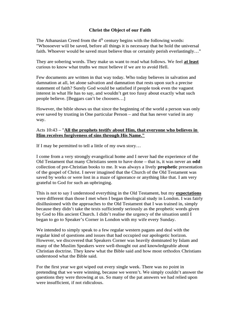 Christ The Object of Our Faith Final | PDF | Jesus | Trinity