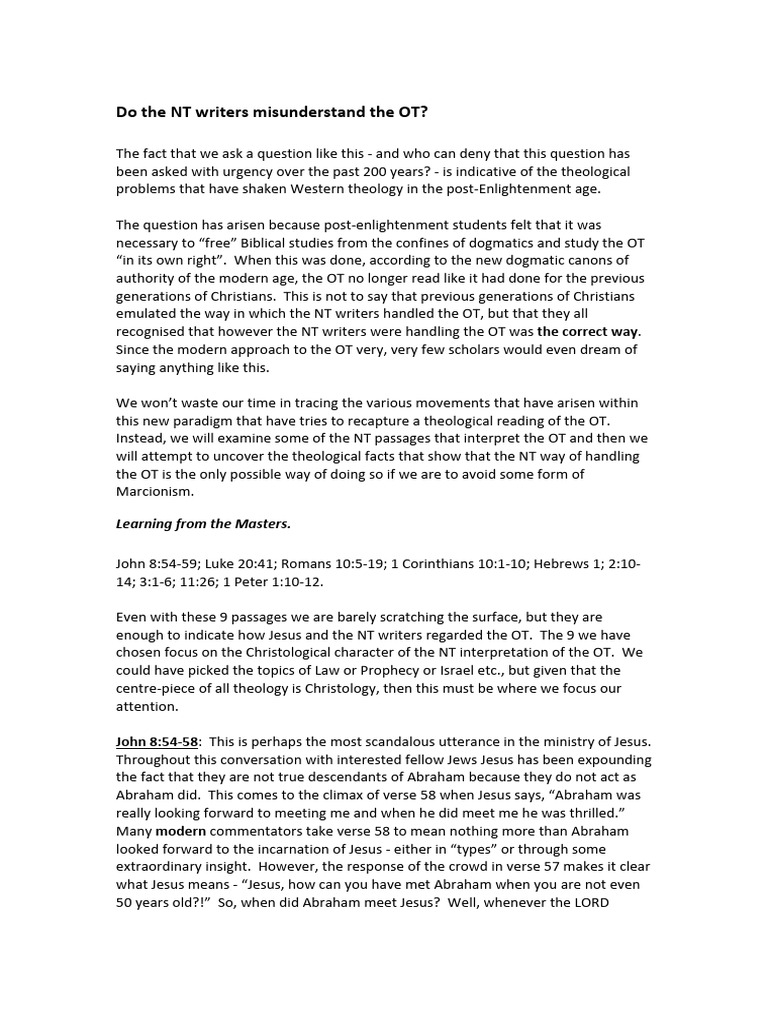 NT Writers' Interpretation of OT | PDF | Jesus | God The Father