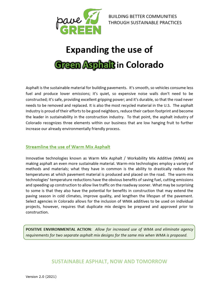 Expanding The Use of Green Asphalt 2021 | PDF | Road Surface | Recycling