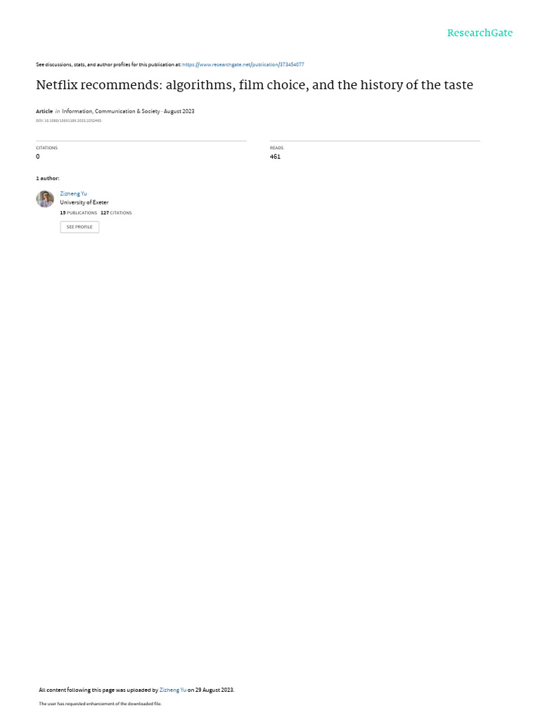 Netflix Recommends Algorithms Film Choice and The History of The Taste ...