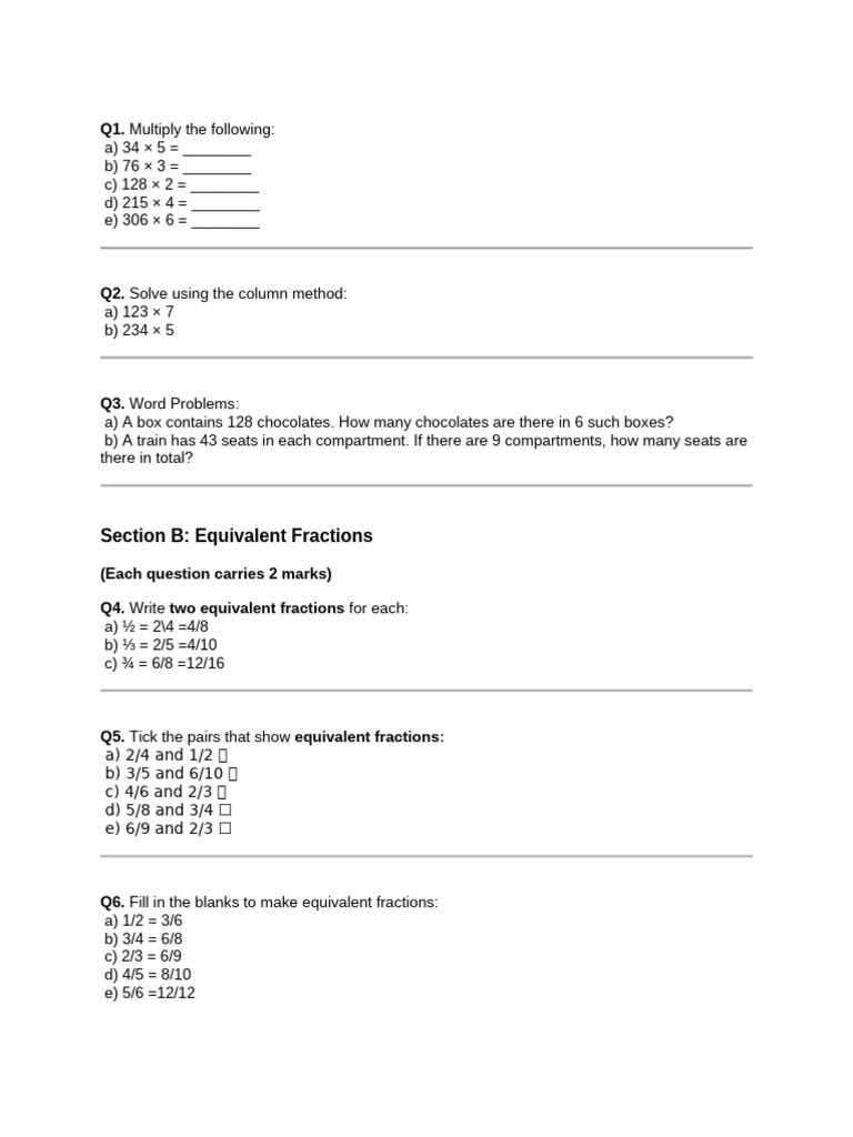 Grade 3 revision | PDF
