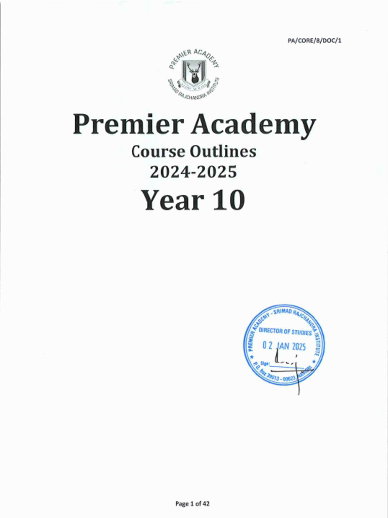 Year 10 Course Outlines 2024-2025 | PDF