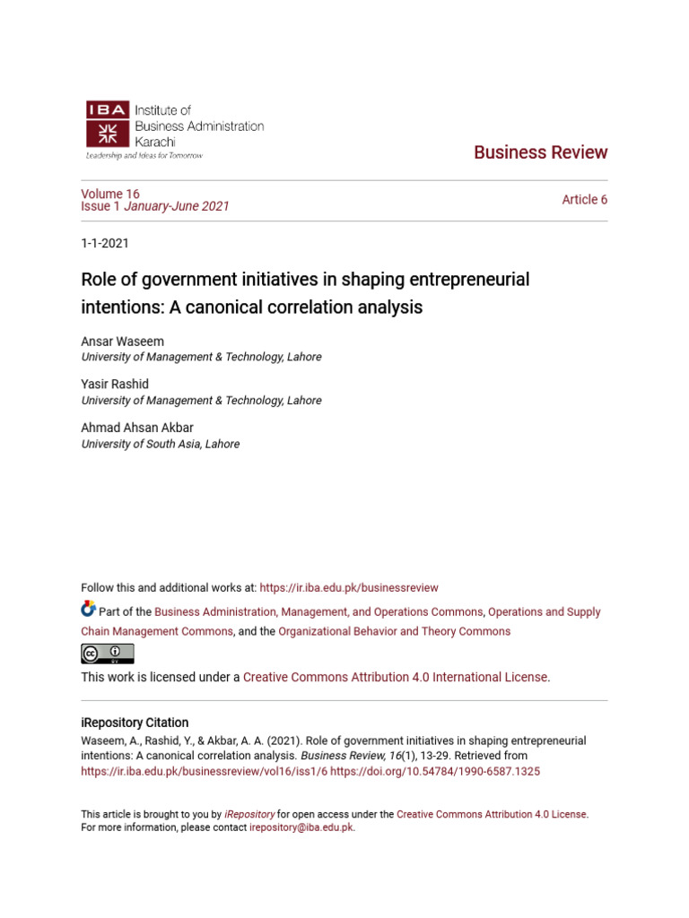 Role of Government Initiatives in Shaping Entrepre | PDF ...